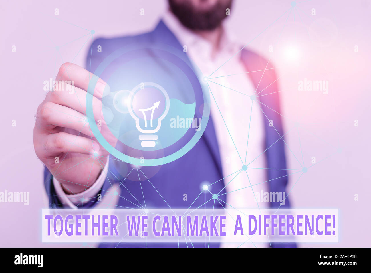 Text sign showing Together We Can Make A Difference. Business photo ...