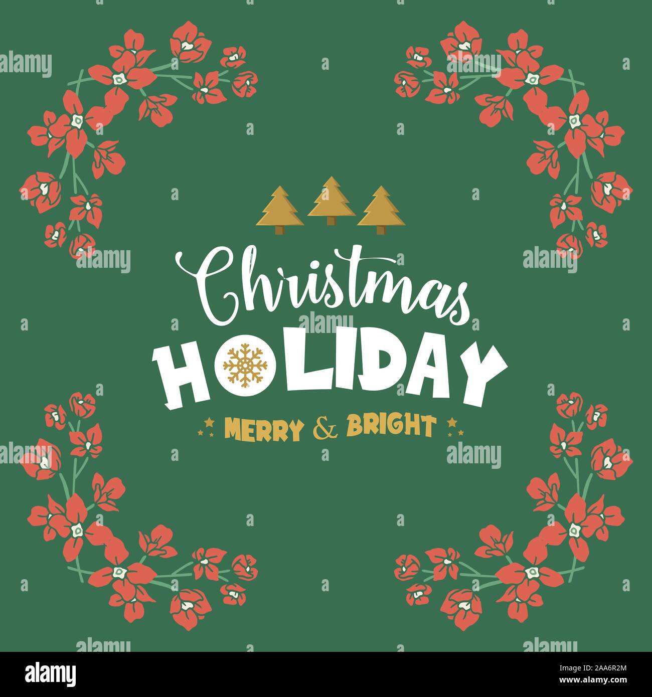 Seamless card of christmas holiday, with bright orange wreath frame ...