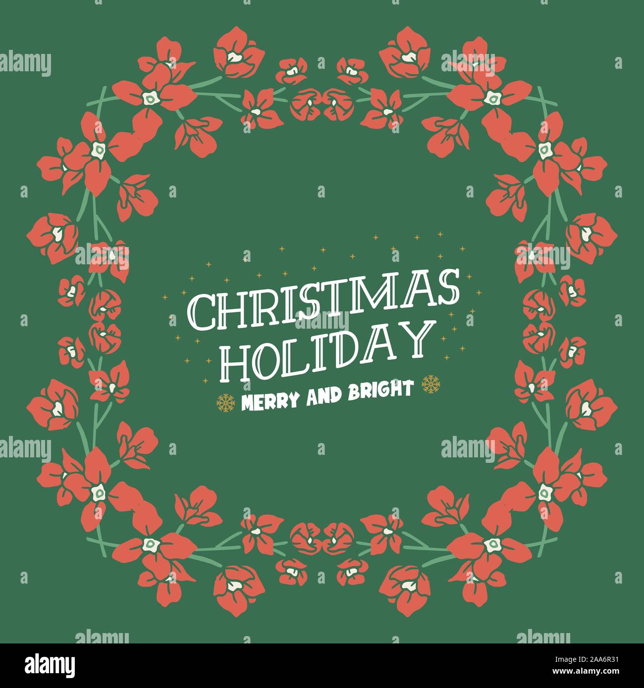 Seamless card of christmas holiday, with bright orange wreath frame ...