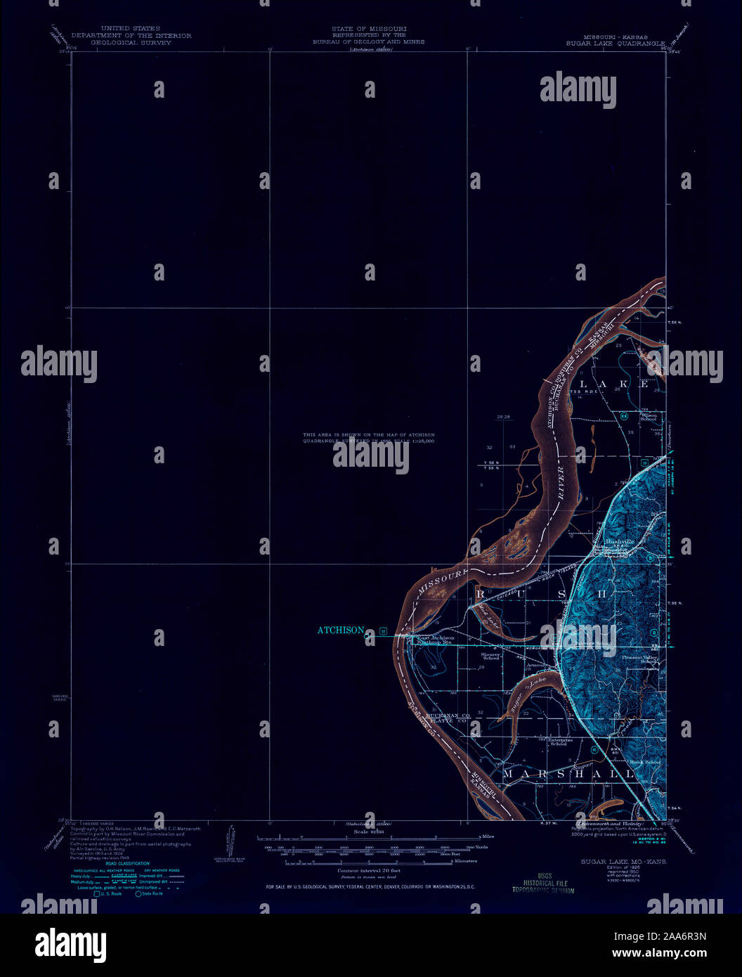 USGS TOPO Map Missouri MO Sugar Lake 325275 1926 62500 Inverted ...