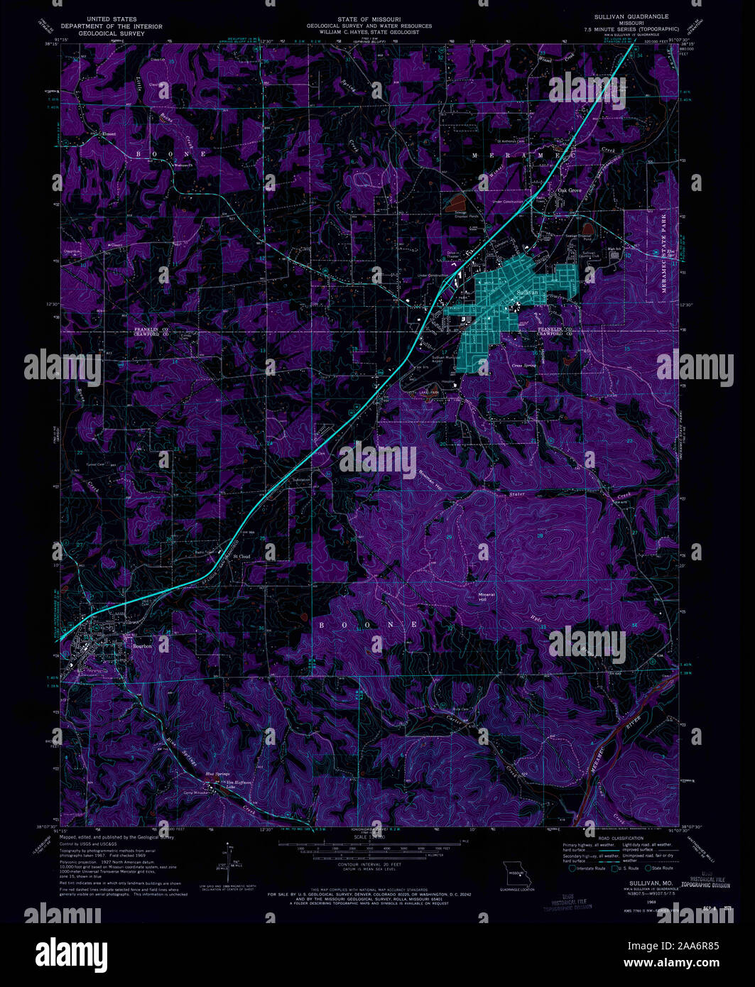 Sullivan missouri map hi-res stock photography and images - Alamy