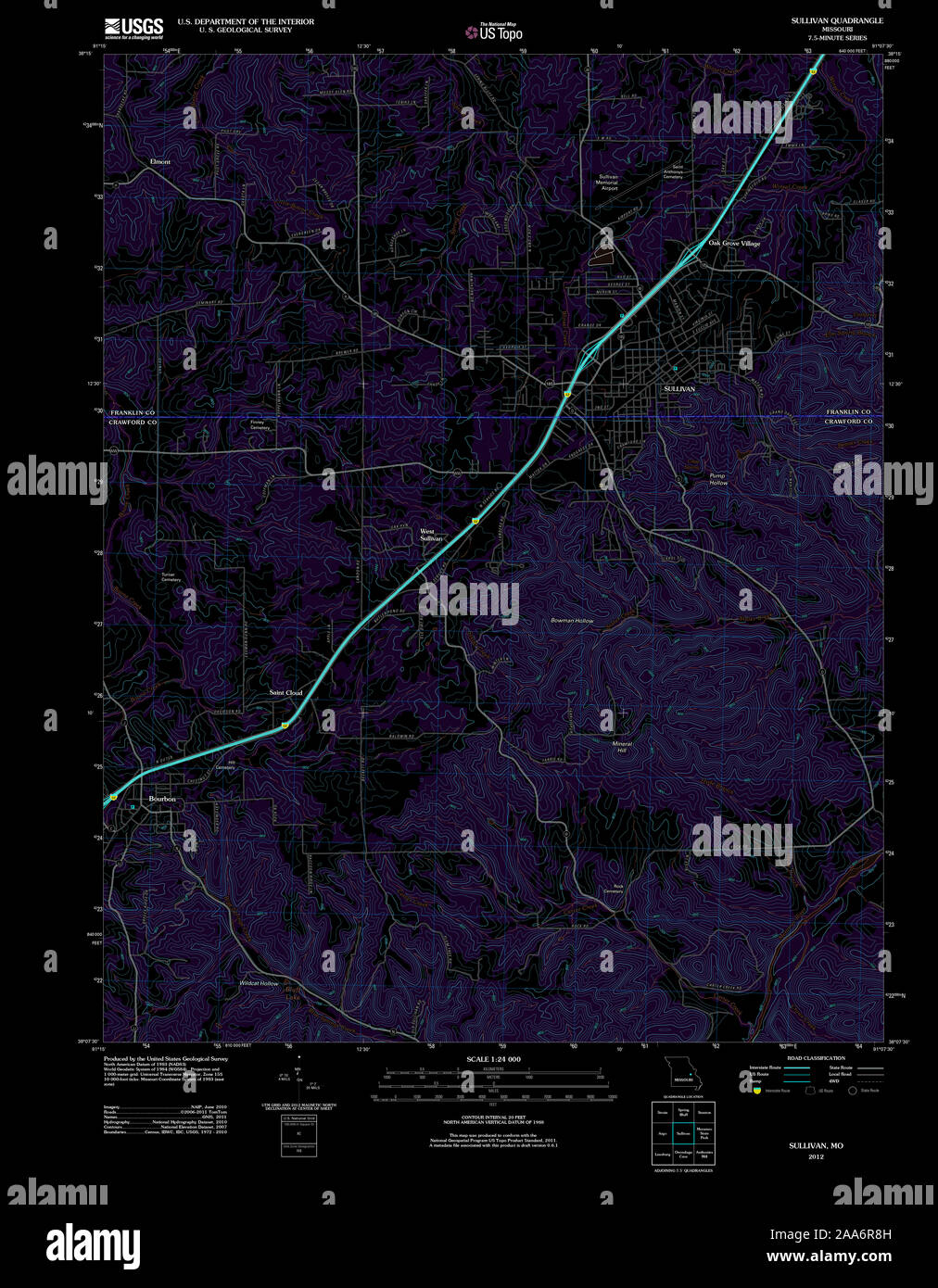 Sullivan missouri map hi-res stock photography and images - Alamy