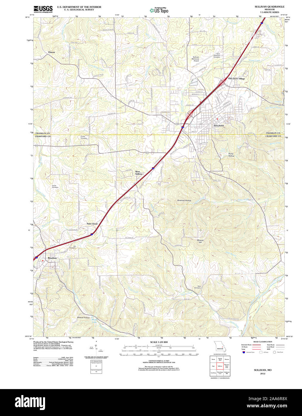 Sullivan missouri map hi-res stock photography and images - Alamy