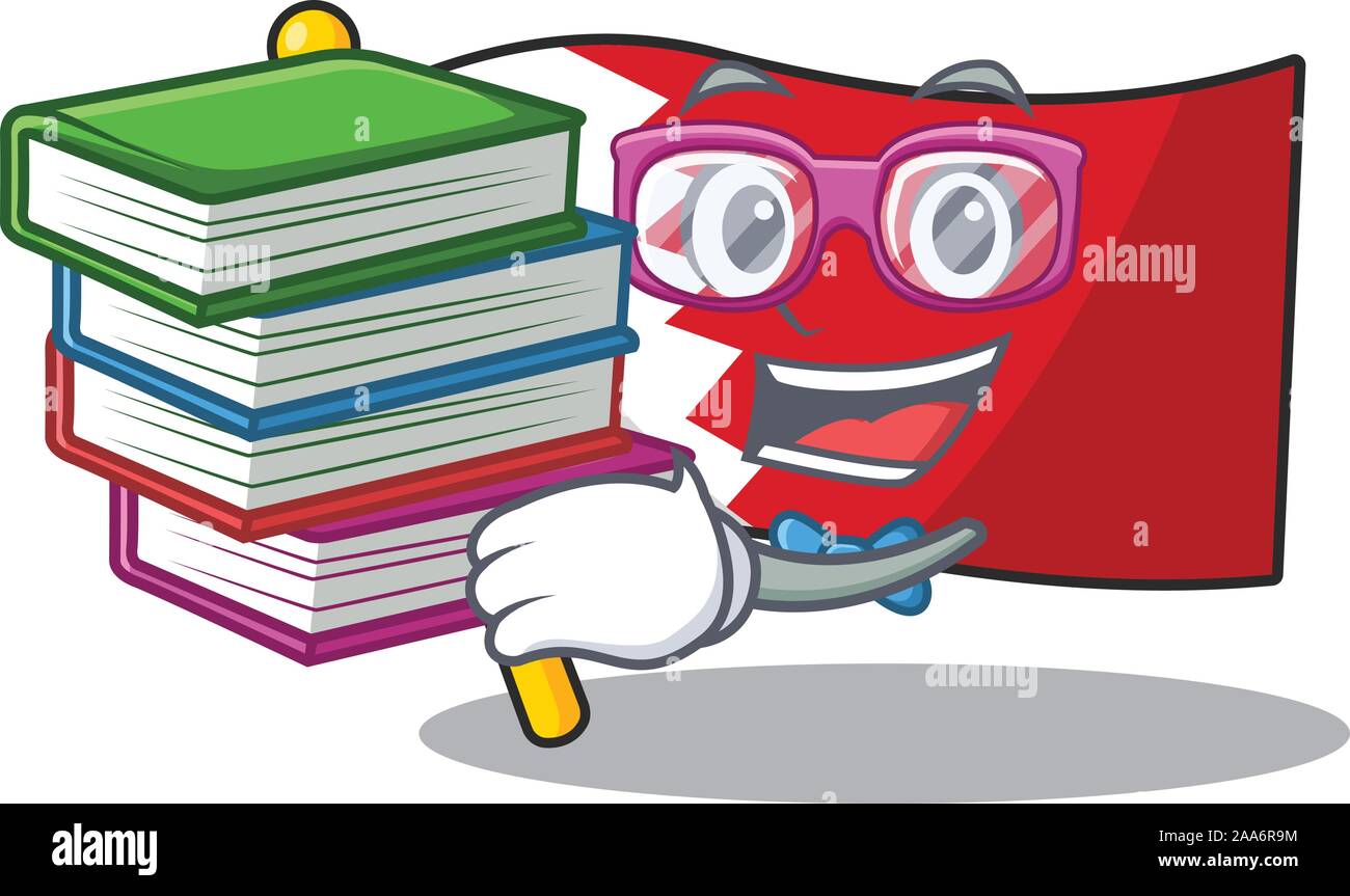 Cartoon flag bahrain isolated in character student bring book Stock ...