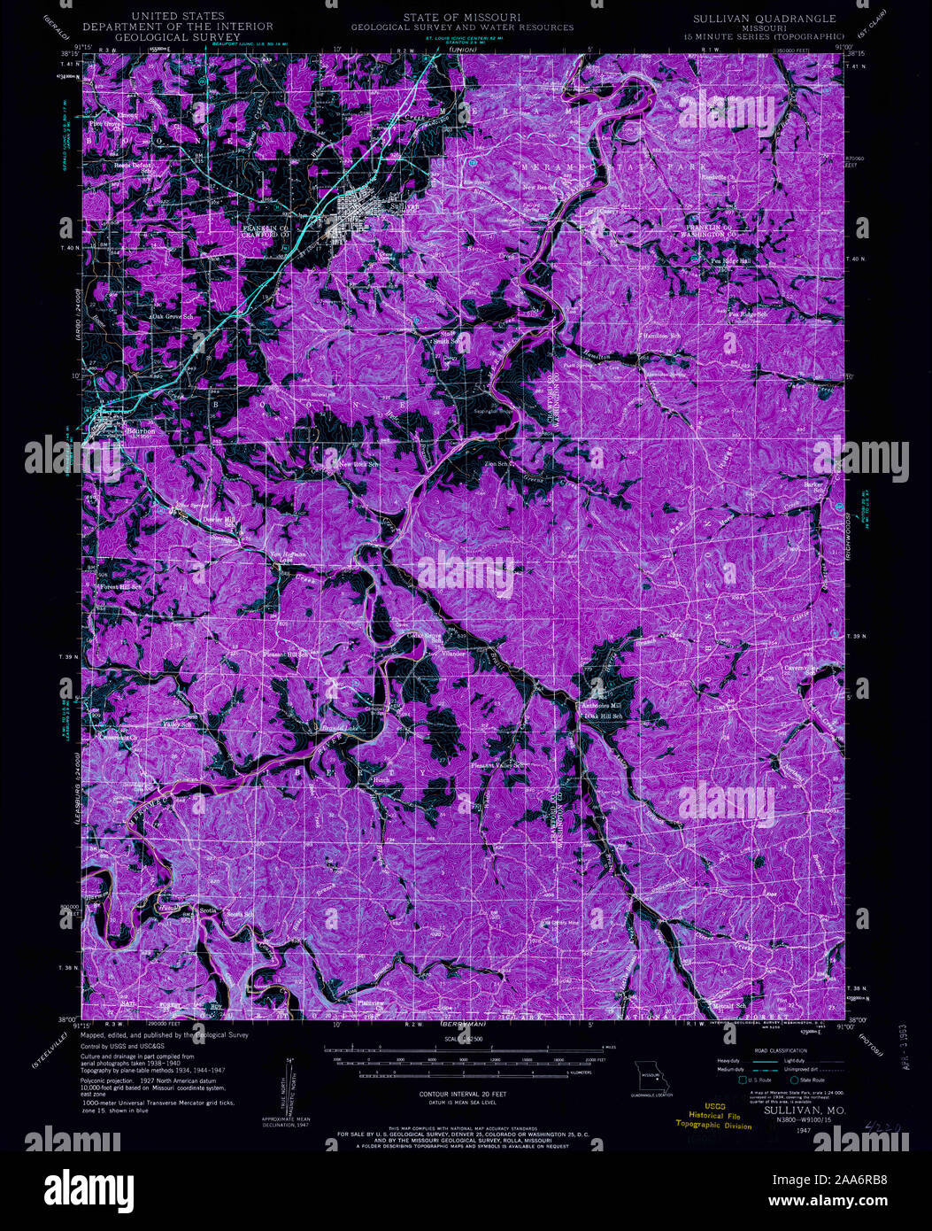 Map of sullivan missouri hi-res stock photography and images - Alamy