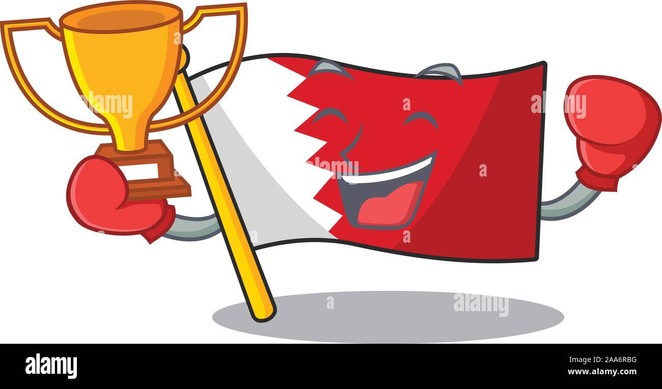 Cartoon flag bahrain isolated in character boxing winner Stock Vector ...