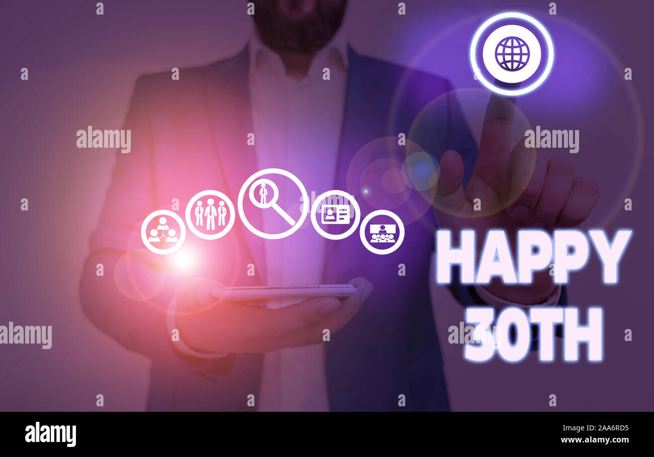 Writing note showing Happy 30Th. Business concept for a joyful occasion ...