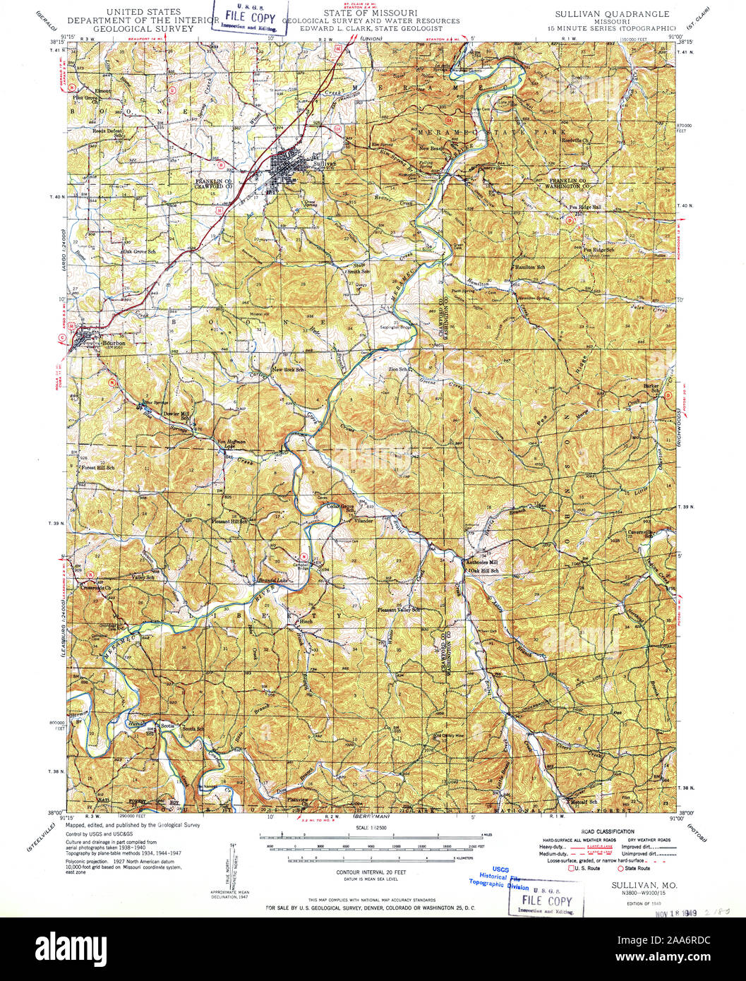 Sullivan missouri map hi-res stock photography and images - Alamy