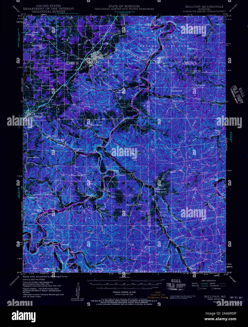 Sullivan missouri map hi-res stock photography and images - Alamy