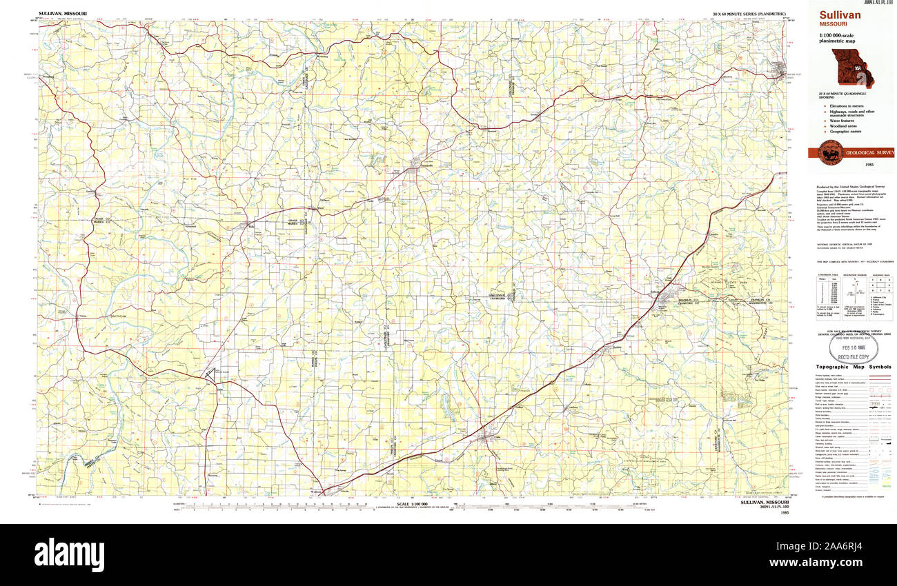 Sullivan missouri map hi-res stock photography and images - Alamy