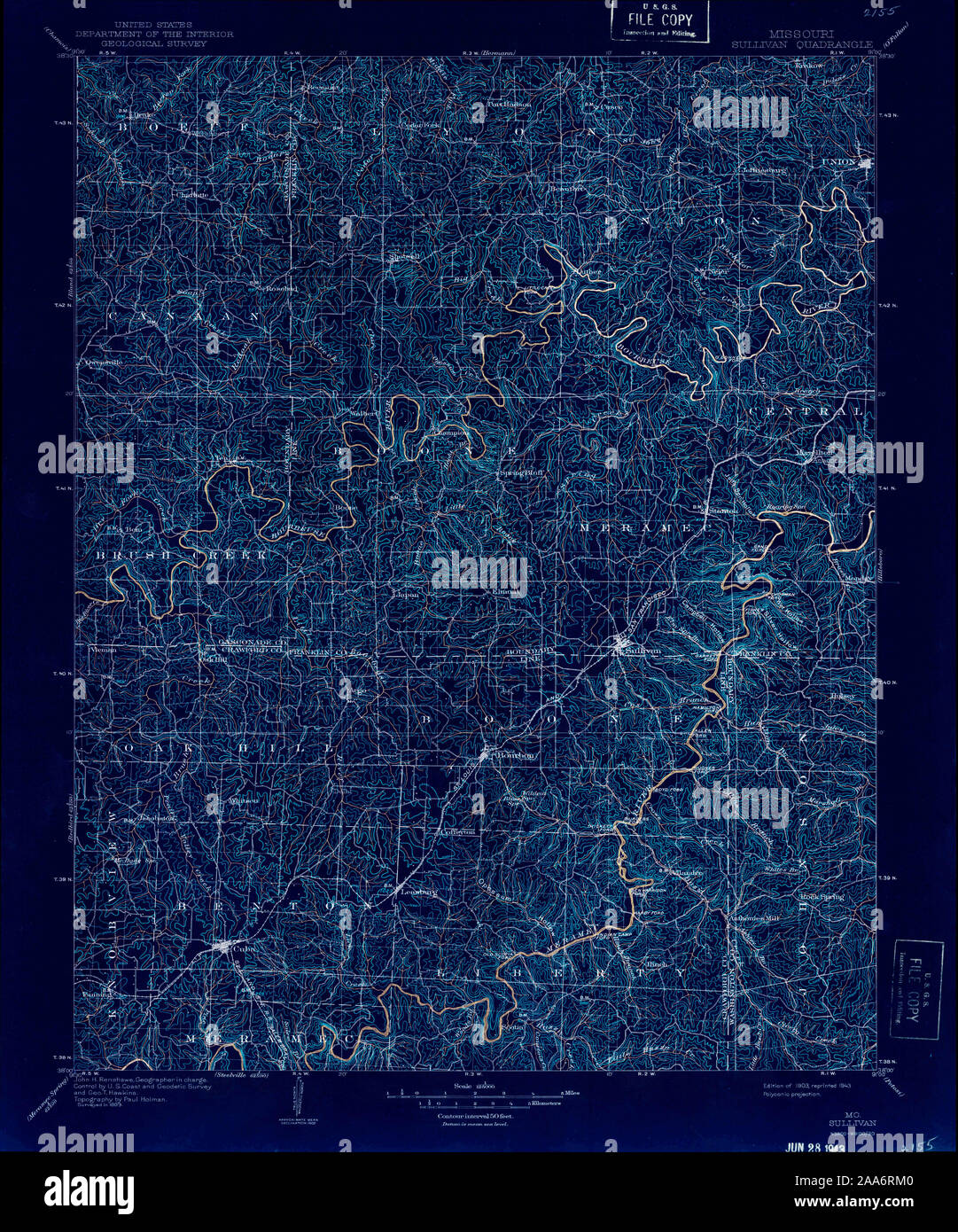 Sullivan missouri map hi-res stock photography and images - Alamy