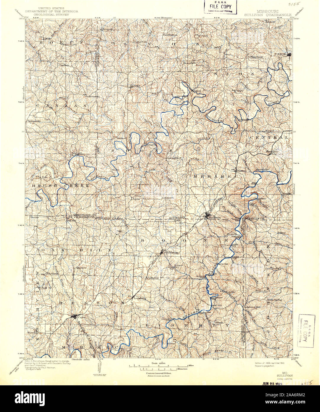 Sullivan missouri map hi-res stock photography and images - Alamy