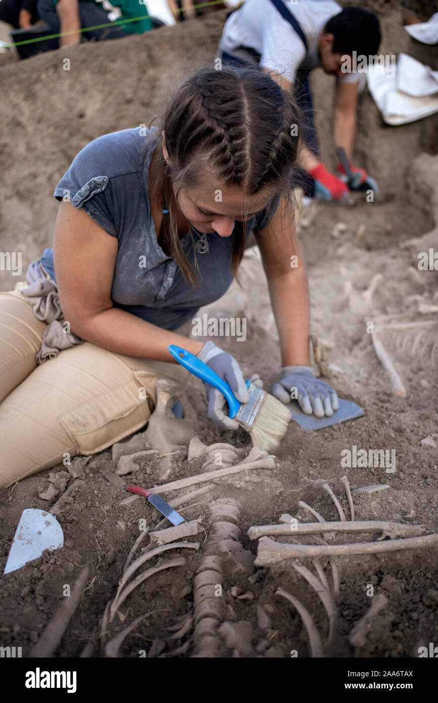 Vinča, Serbia, Sep 27, 2019: Archaeologists working on archaeological ...
