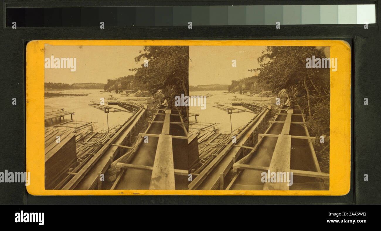 Board sluice at the Falls of St. Anthony.; Board sluice at the Falls of ...