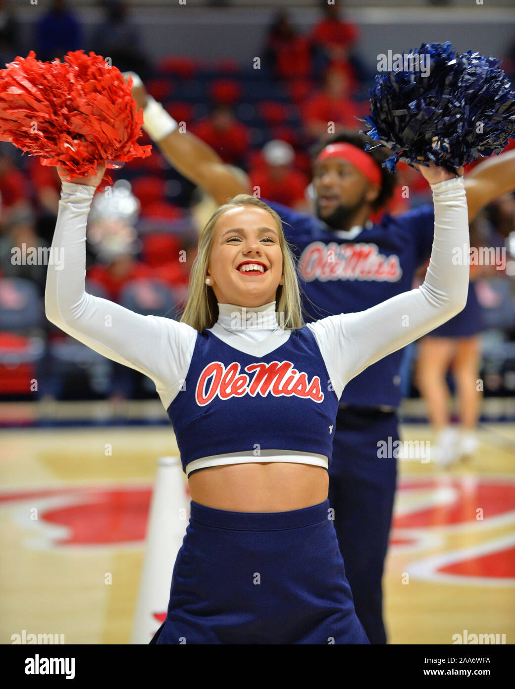 Oxford Ms Usa 19th Nov 2019 Ole Miss Cheerleaders Perform At The Ncaa Basketball Game