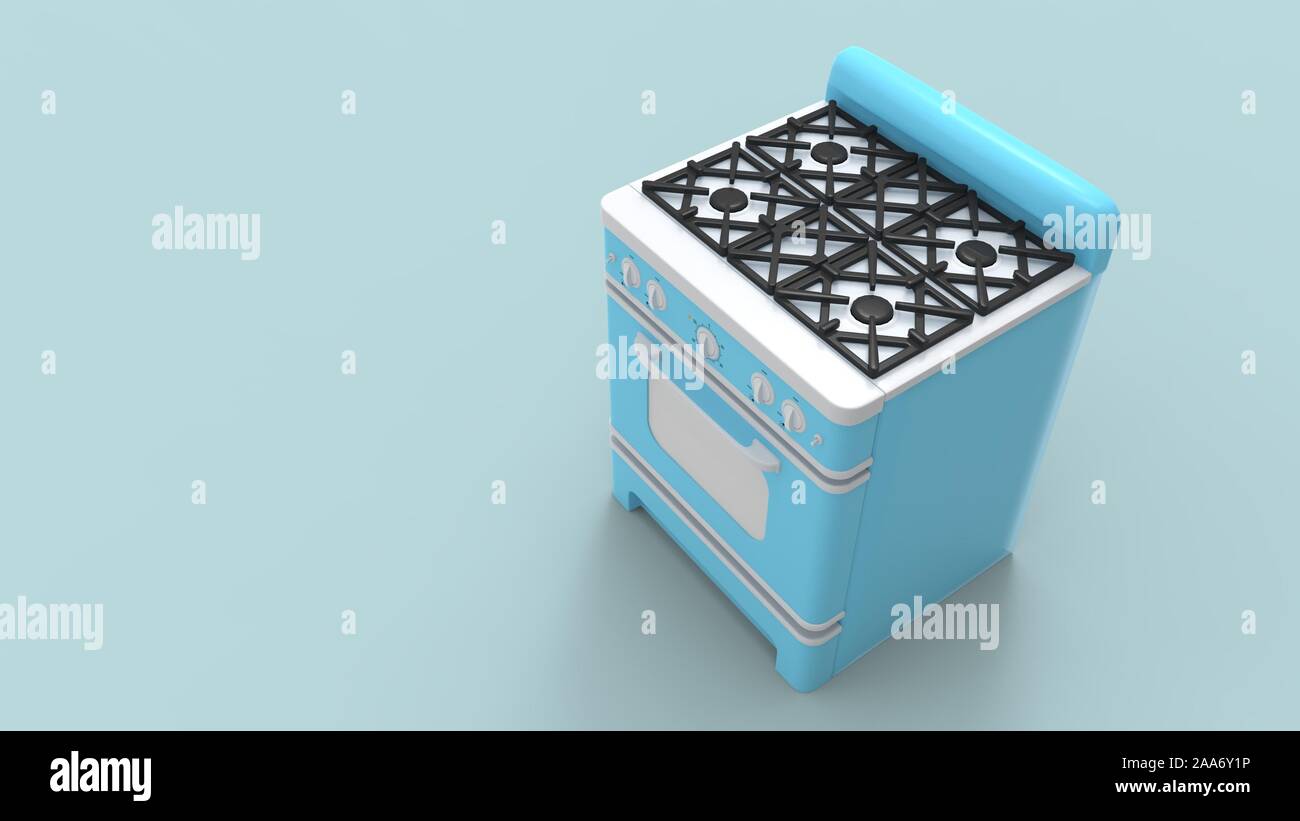 3d rendering of a blue retro vintage cooking stove isolated Stock Photo ...