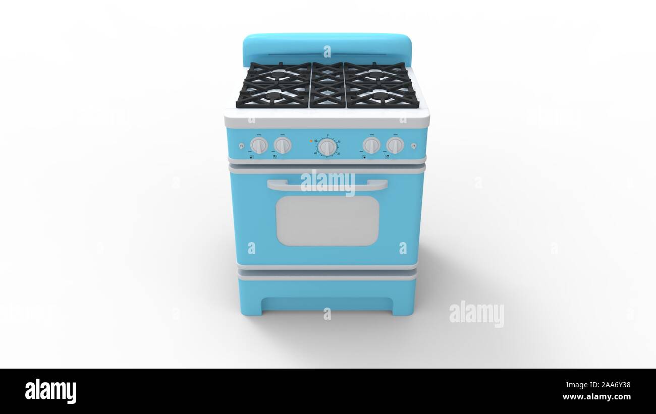 3d rendering of a blue retro vintage cooking stove isolated Stock Photo ...