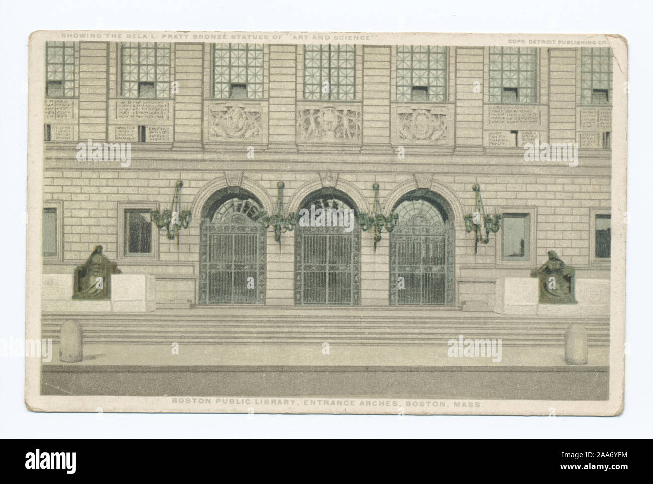 Boston Public Library, Entrance Arches, Boston, Mass, Showing the Bela ...