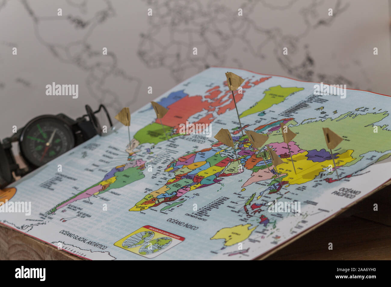 Colored pinpoint map with flags as signs of countries visited Stock ...