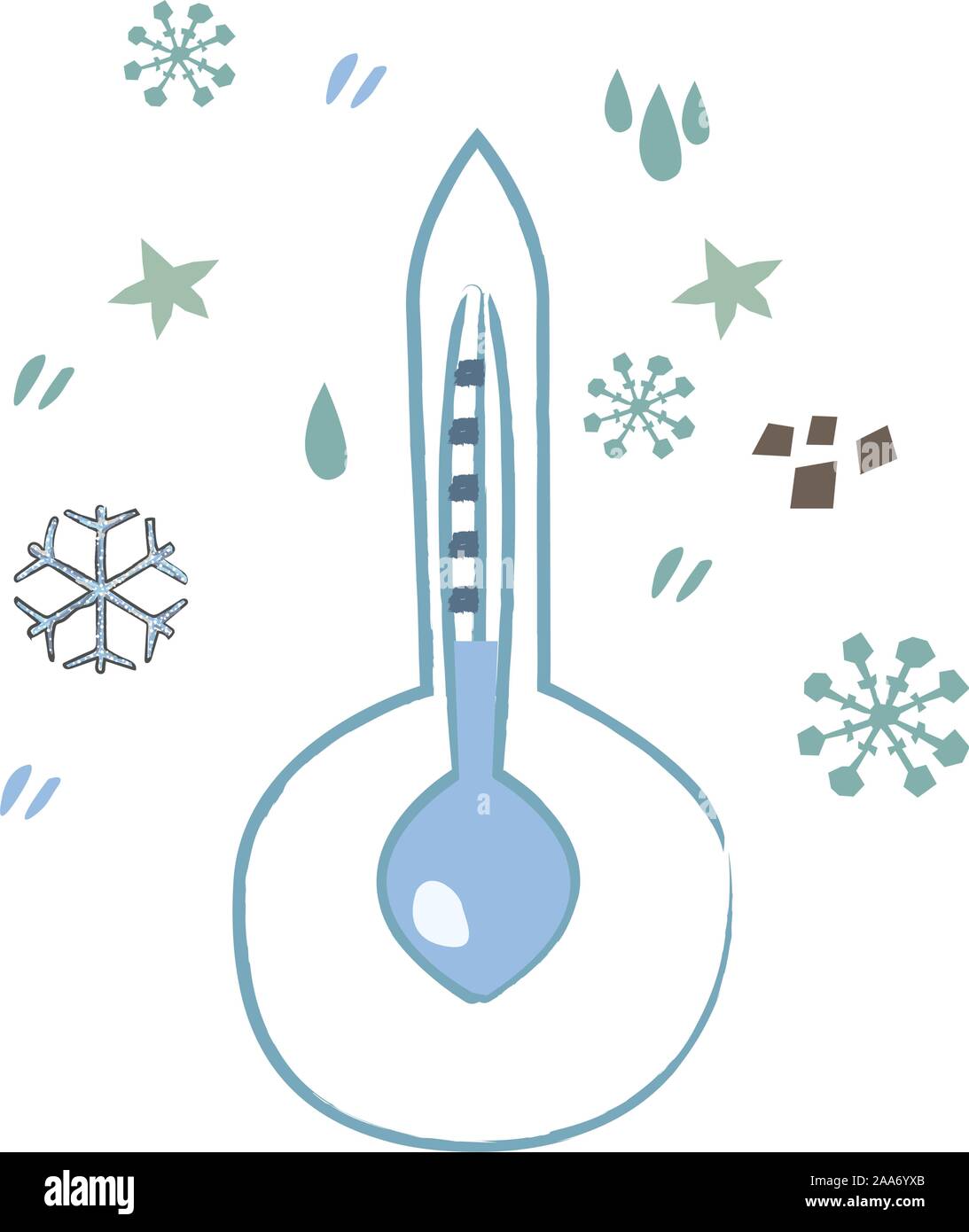 Cute Icon with Thermometer with winte elements. Nice vector ...