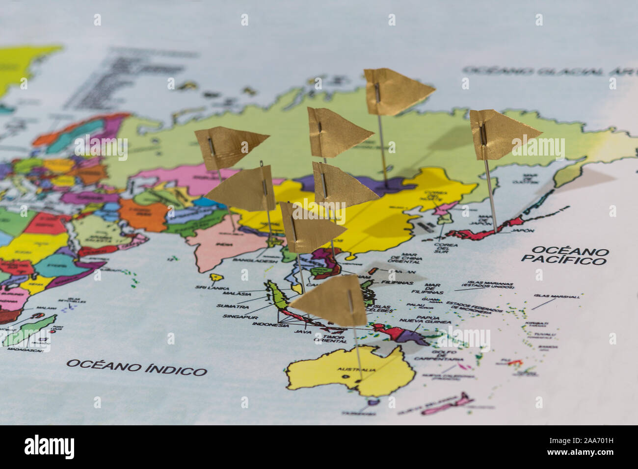 Colored pinpoint map with flags as signs of countries visited Stock ...