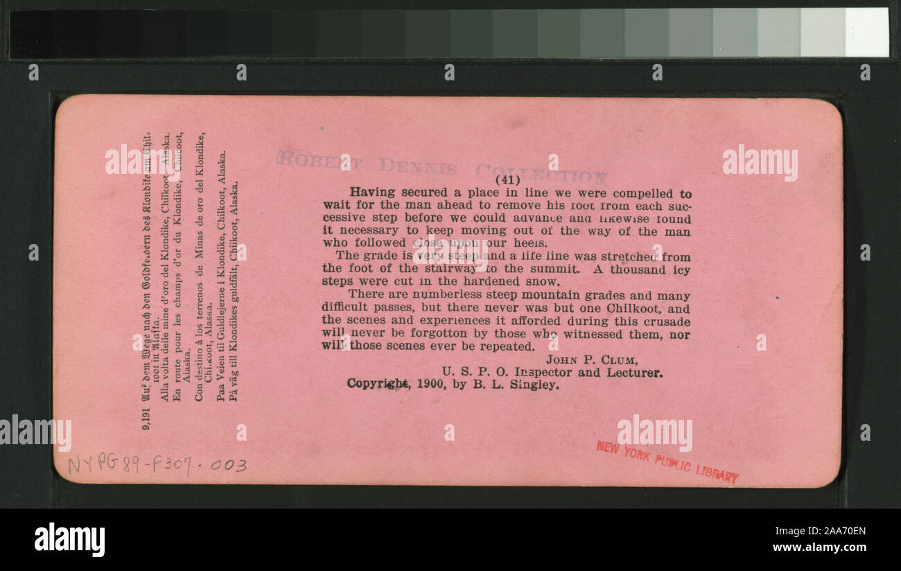 Keystone View Company.; Bound for the Klondike gold fields, Chilkoot ...