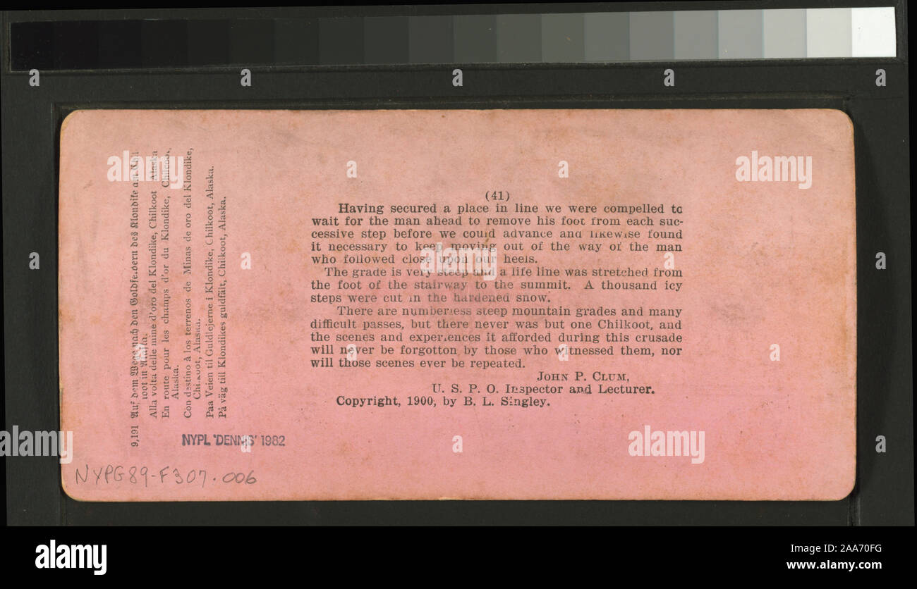 Keystone View Company.; Bound for the Klondike gold fields, Chilkoot ...