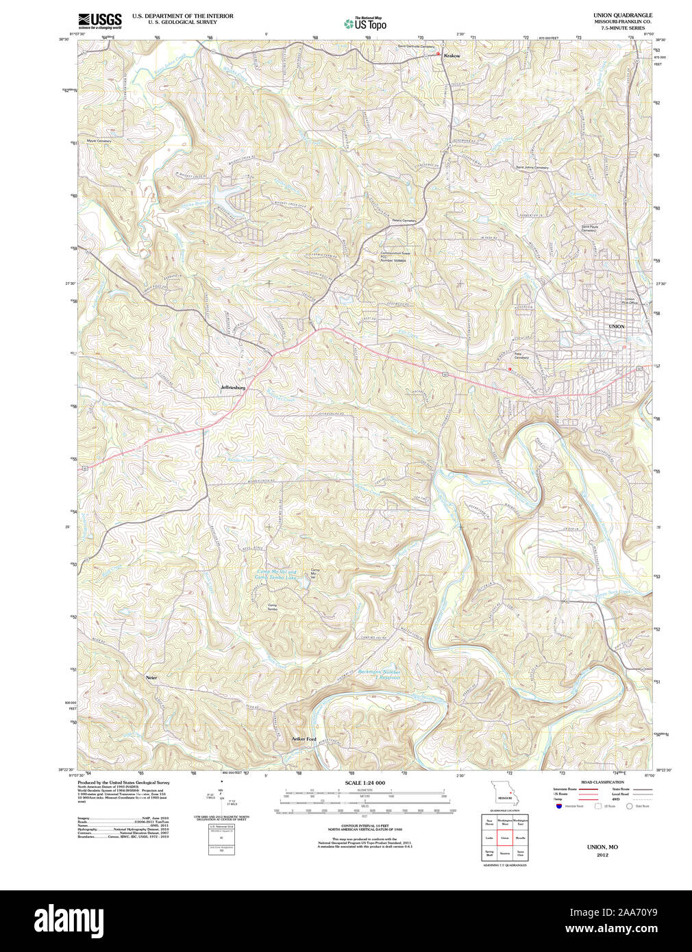 Map of union missouri hi-res stock photography and images - Alamy