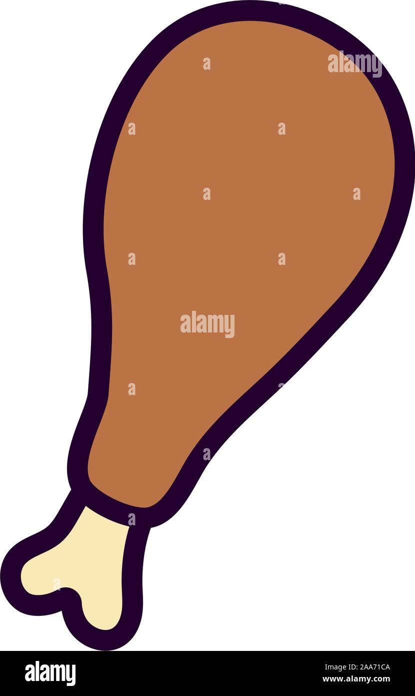 roasted chicken leg on white background vector illustration Stock ...