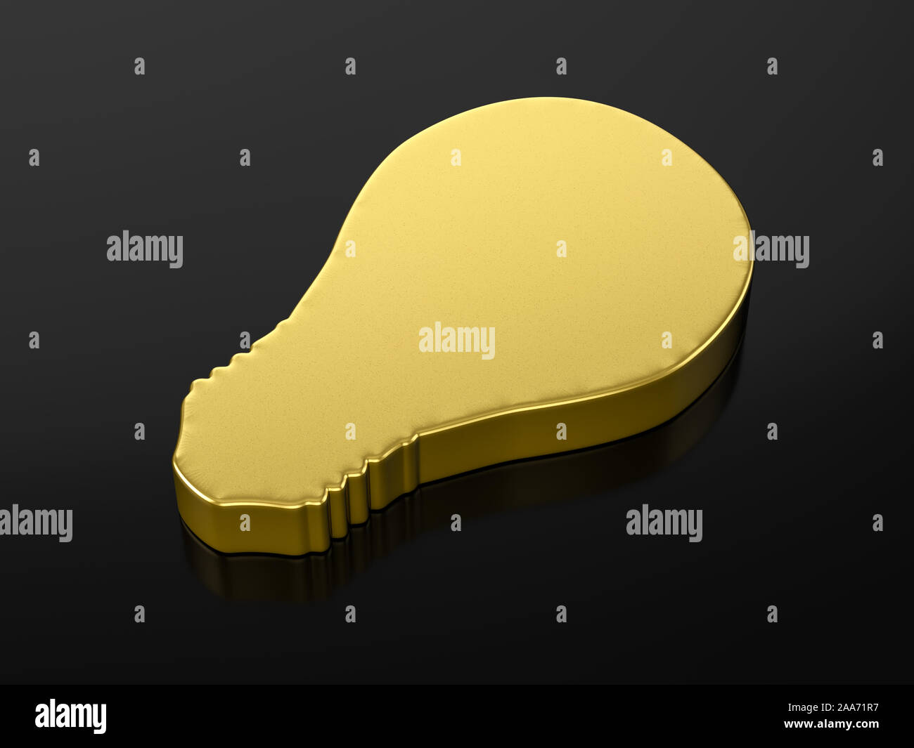 Gold bulb symbol on a black background. 3d illustration Stock Photo - Alamy