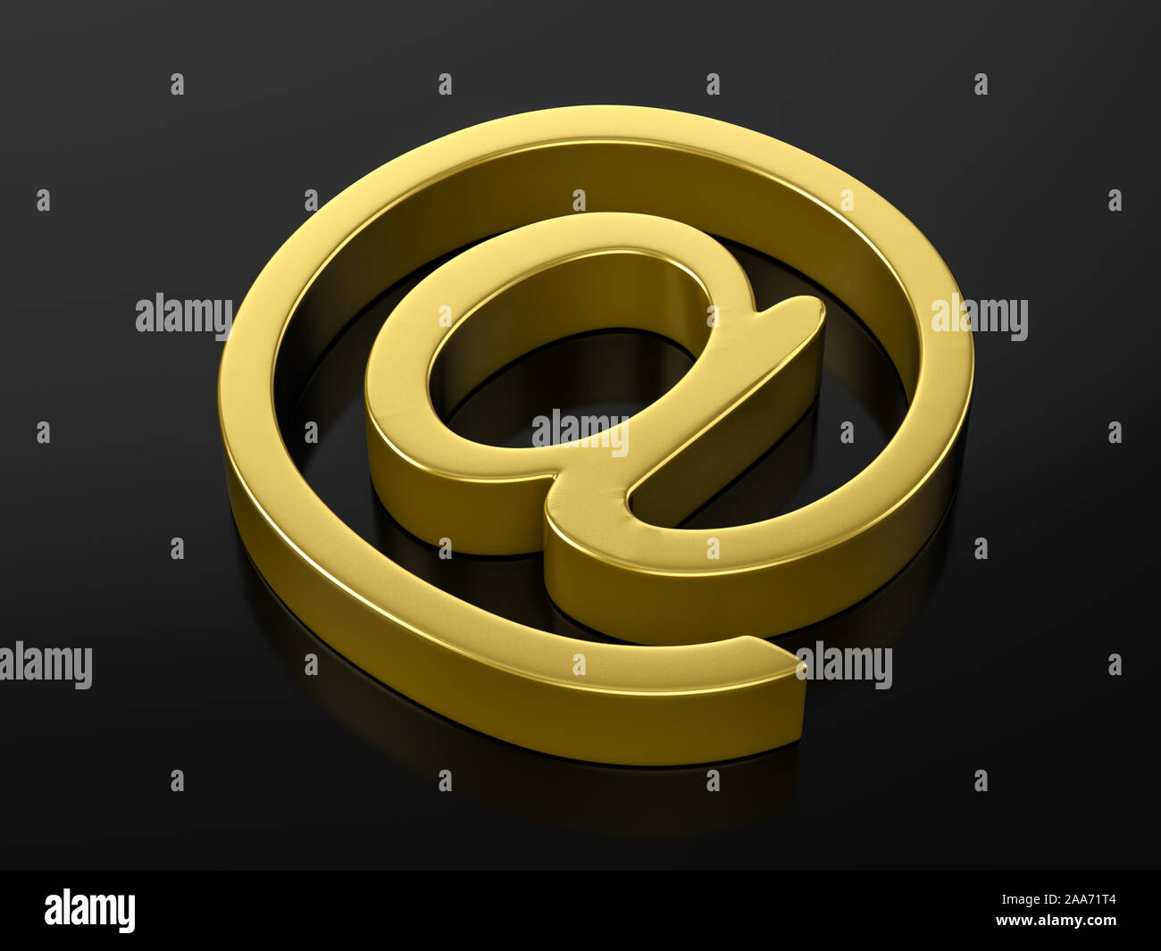 Gold email symbol on a black background. 3d illustration Stock Photo ...