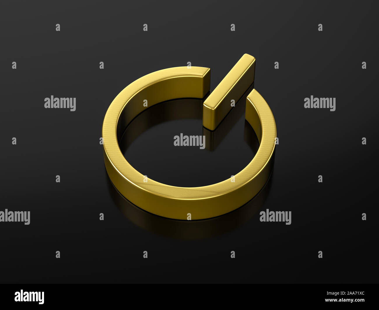 Gold power symbol on a black background. 3d illustration Stock Photo ...