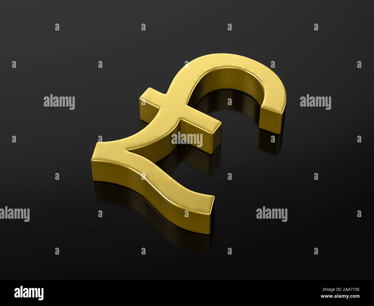 Gold pound symbol on a black background. 3d illustration Stock Photo ...