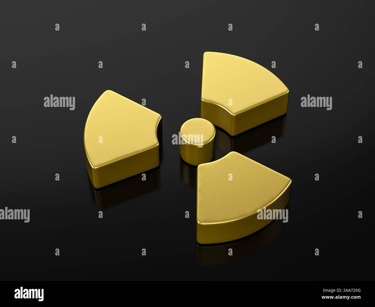 Gold radiation symbol on a black background. 3d illustration Stock ...