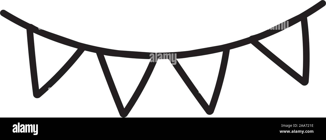 pennants decoration on white background vector illustration thick line ...