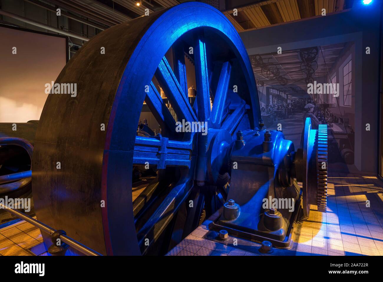 Drive wheel of a two cylinder tandem steam engine hi-res stock ...