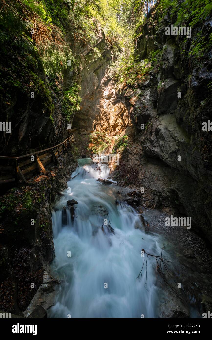 Narrow gorge, gorge with river, Wolfsklamm, Stans, Tyrol, Austria Stock ...