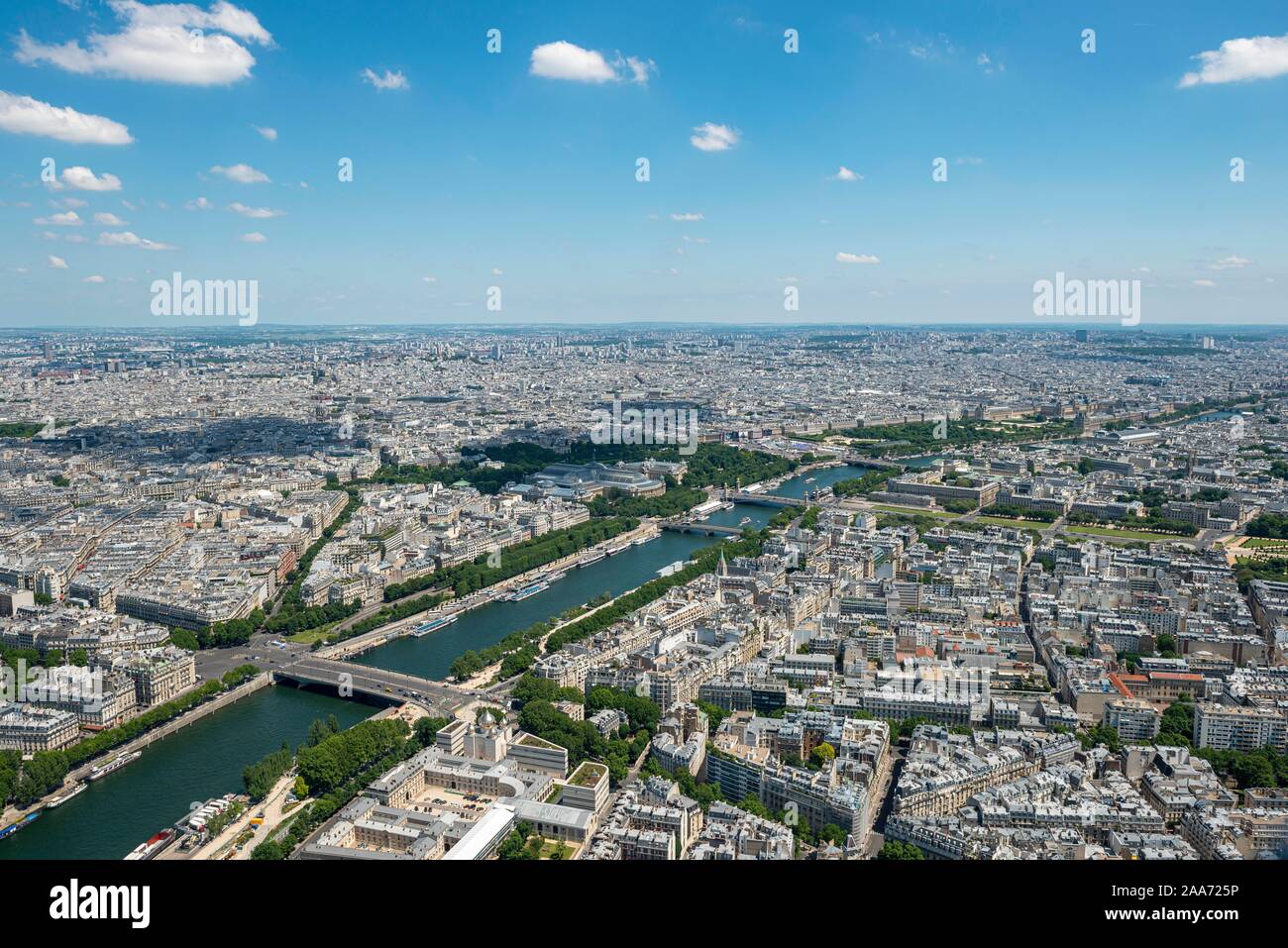 City view with the river Seine, view from the Eiffel Tower, Paris ...