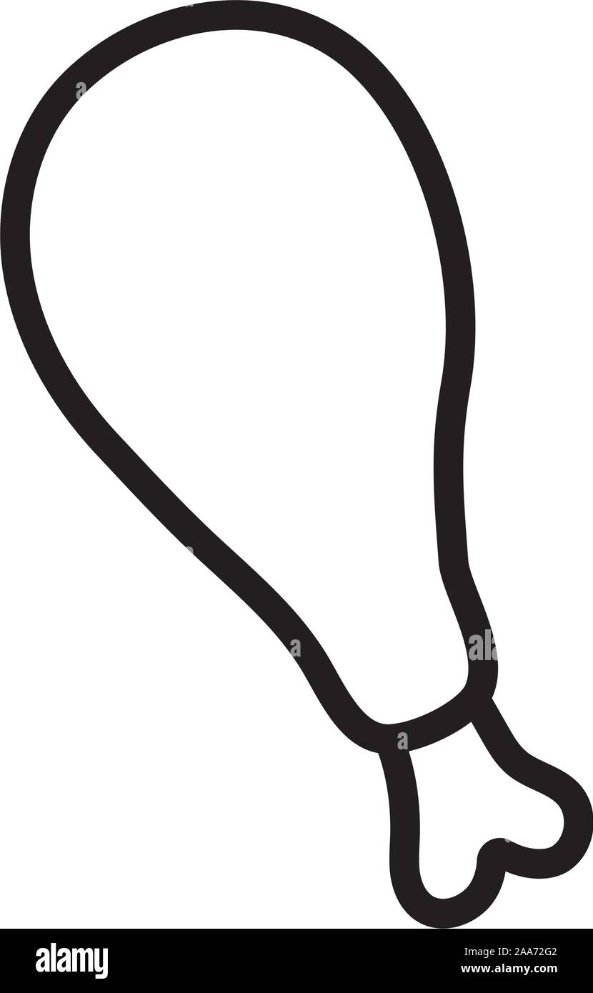 roasted chicken leg on white background vector illustration thick line ...