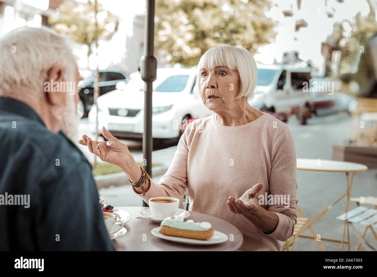 Couple having quarrel breakfast hi-res stock photography and images - Alamy