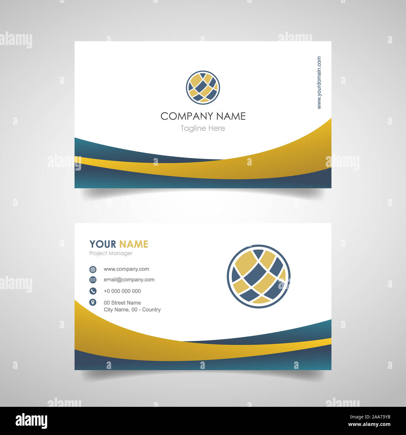 name card business design template with front and back cover design ...