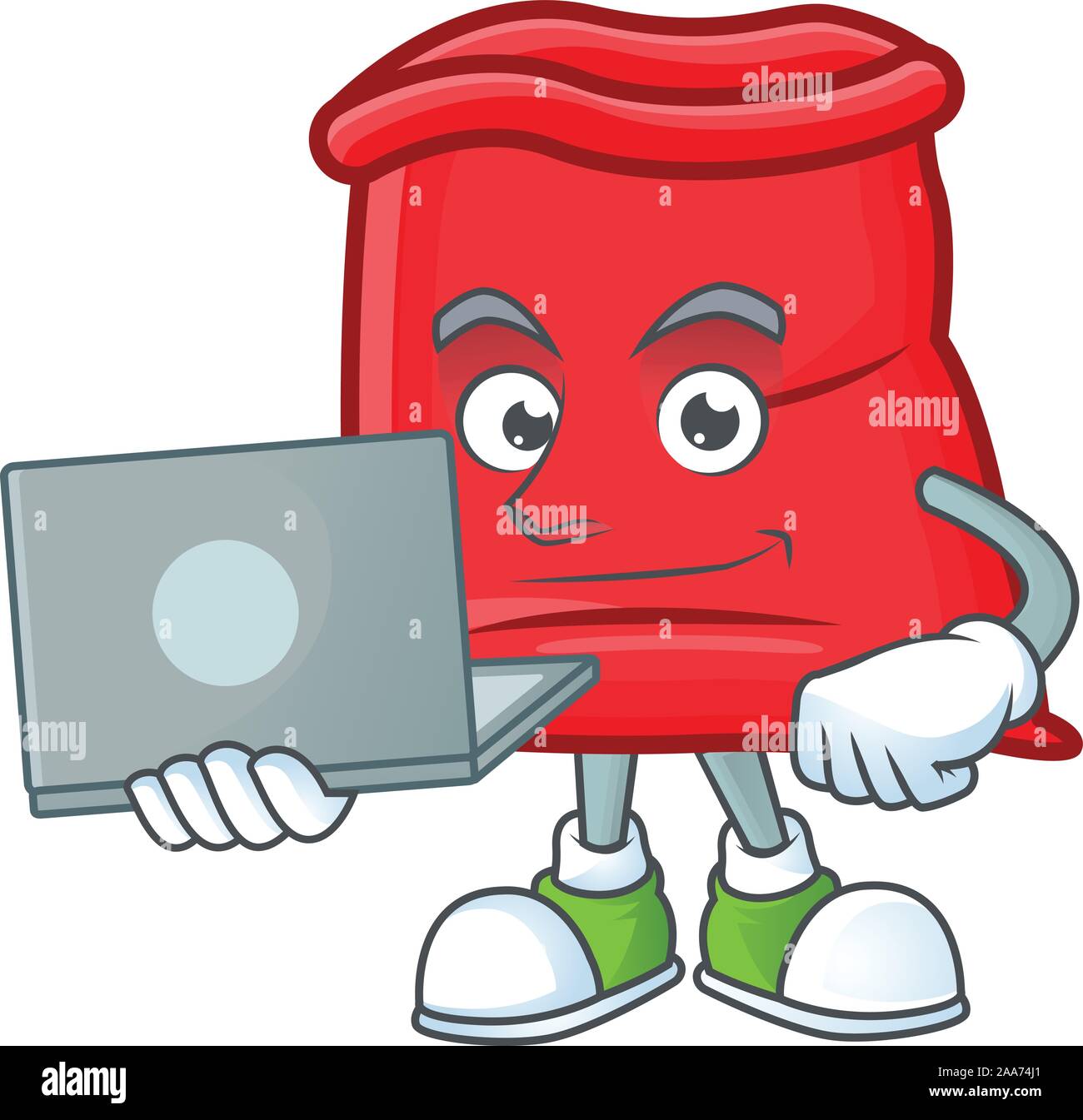 Red santa bag open with bring laptop cartoon Stock Vector Image & Art ...