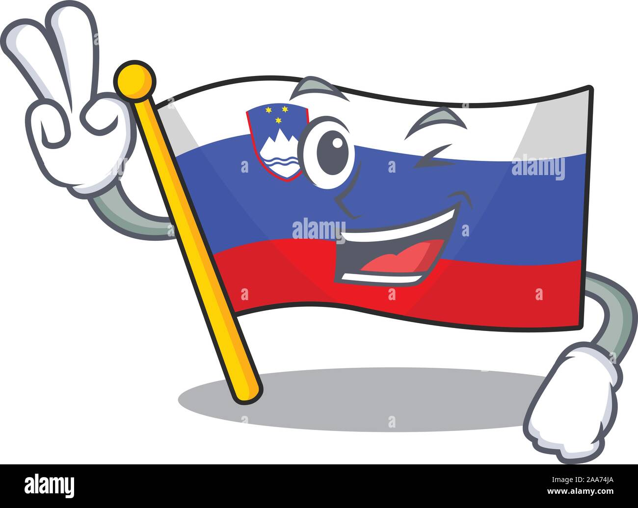 Flag slovenia cartoon with in two finger character Stock Vector Image ...