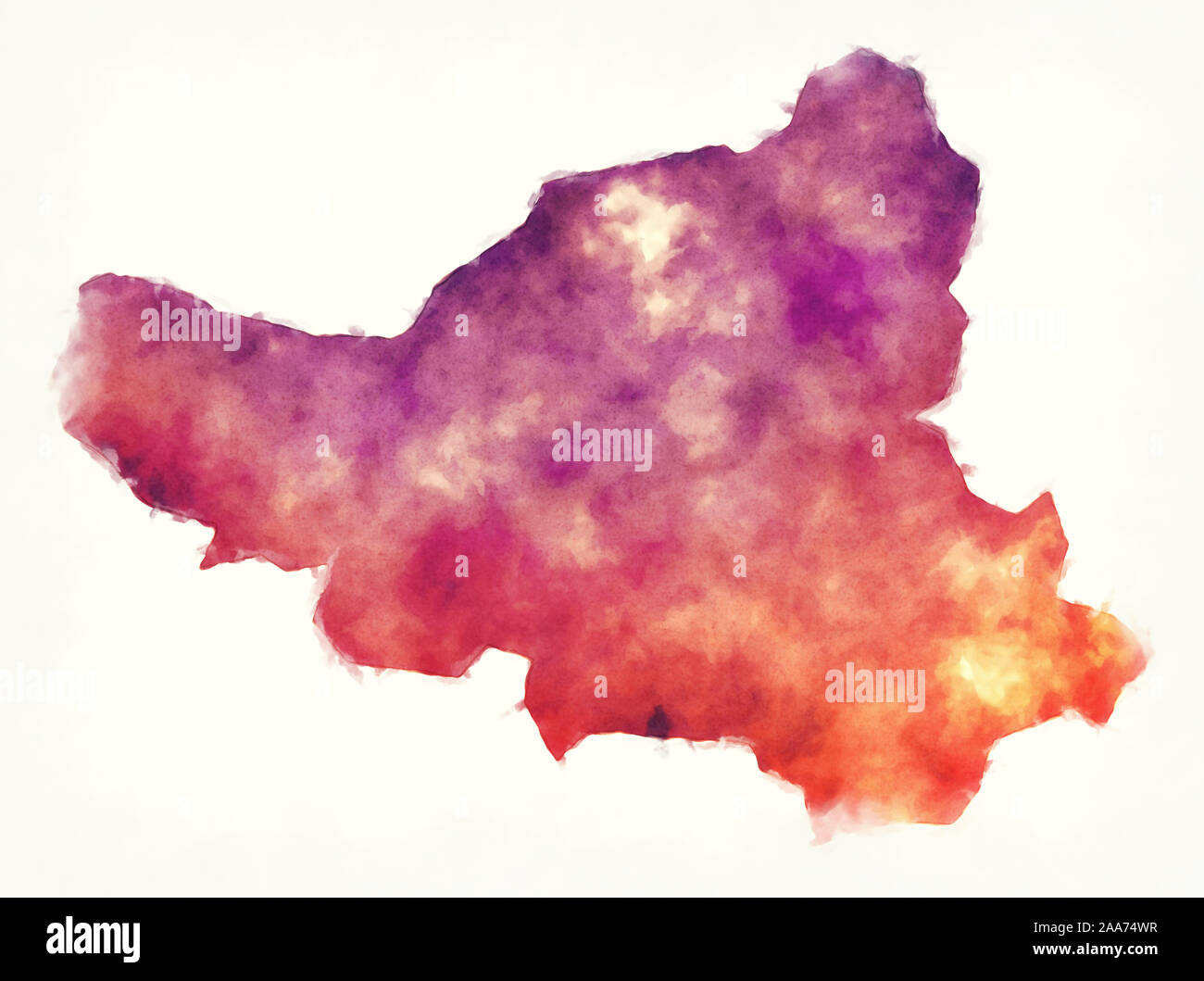 Peje district watercolor map of Kosovo Stock Photo - Alamy