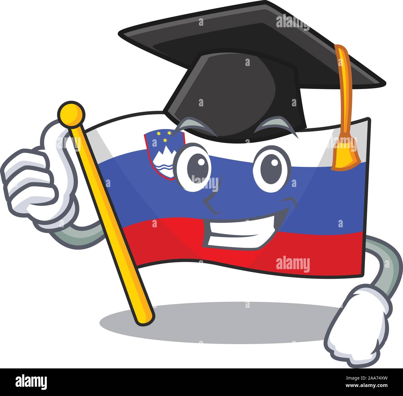 Flag slovenia cartoon with in graduation hat character Stock Vector ...