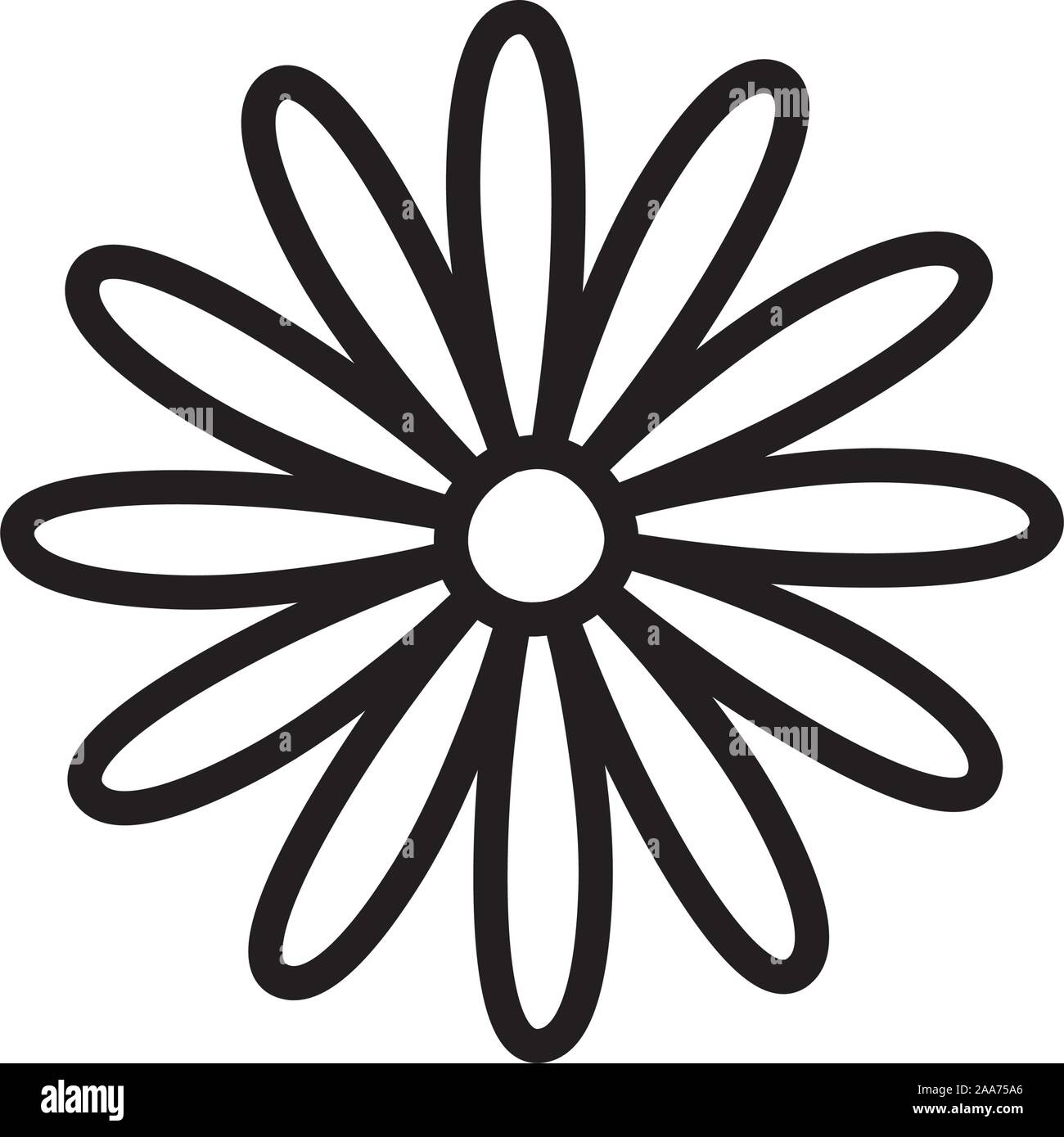 flower decoration on white background vector illustration thick line ...