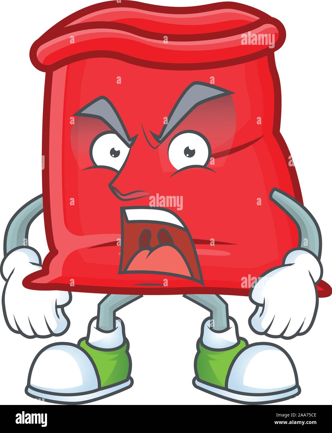 Cute santa bag open with angry mascot Stock Vector Image & Art - Alamy