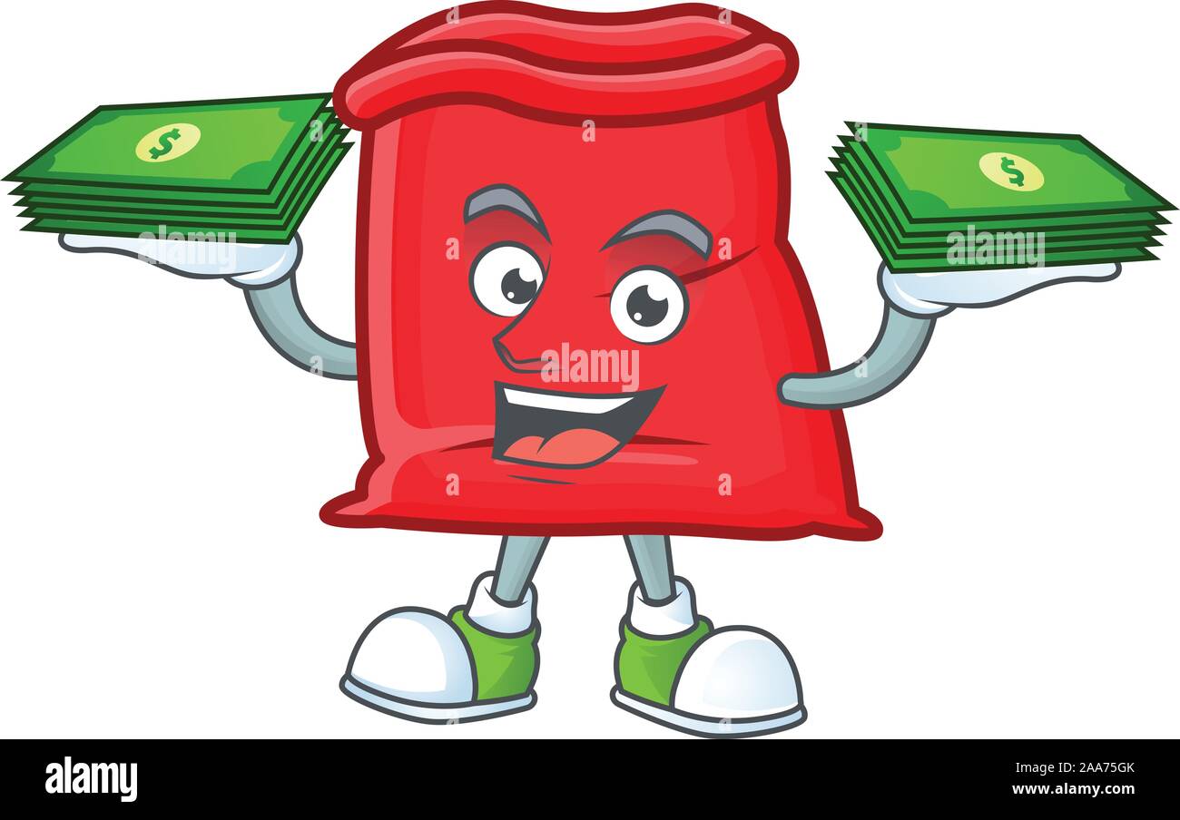 Cute santa bag open with holding money mascot Stock Vector Image & Art ...