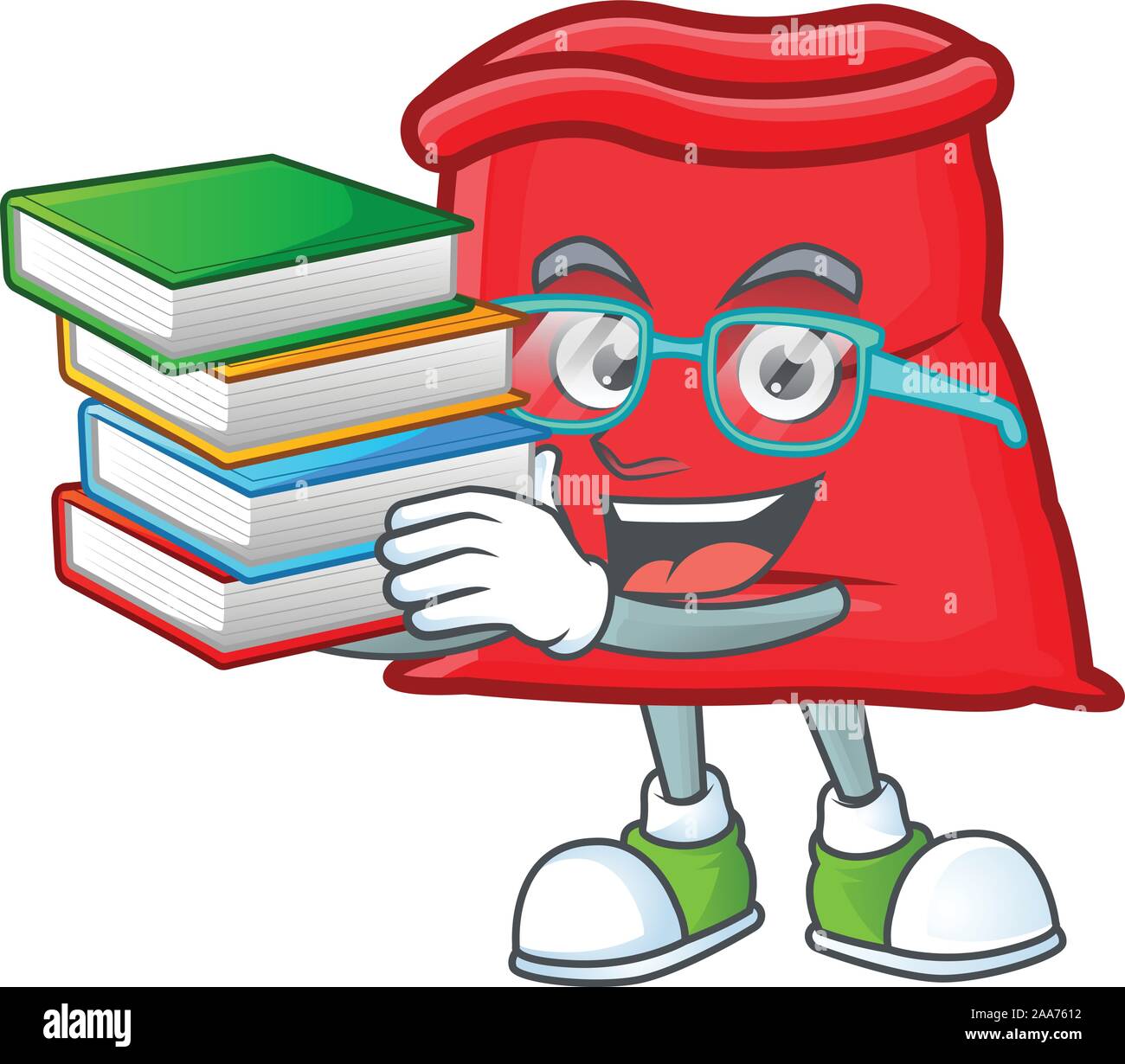 Cartoon santa bag open with character student bring book Stock Vector ...