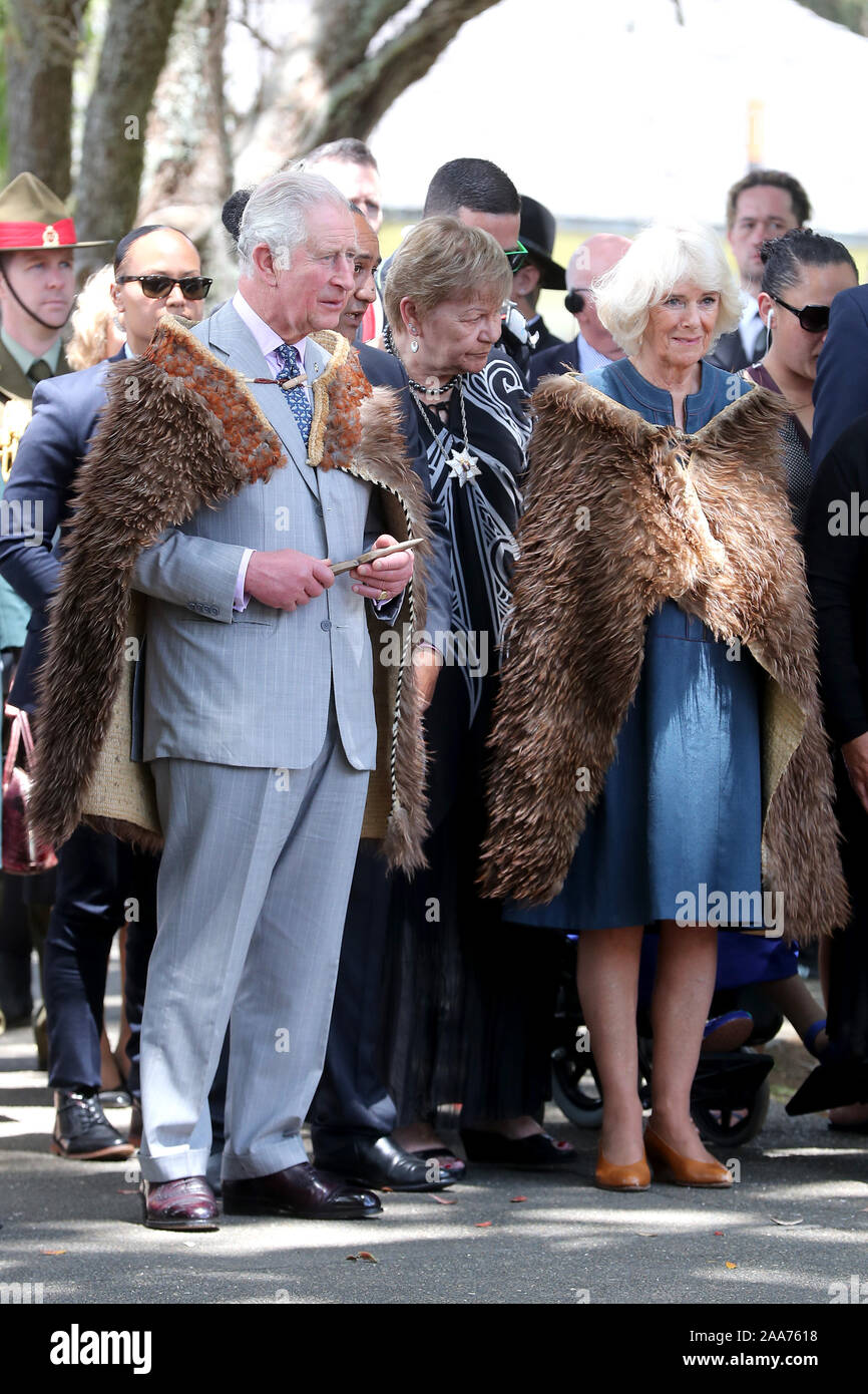 The Prince of Wales and the Duchess of Cornwall wearing Maori cloaks ...